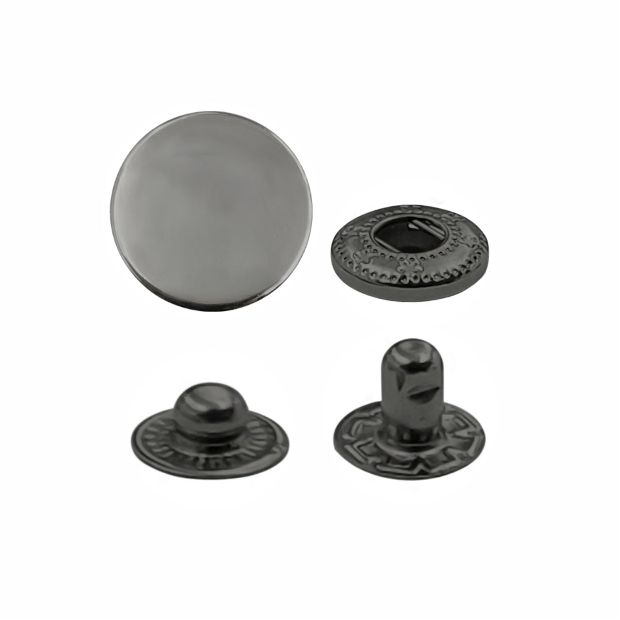 Gunmetal 4-Part Metal Snap Buttons Standard Quality Fasteners for Shir ...