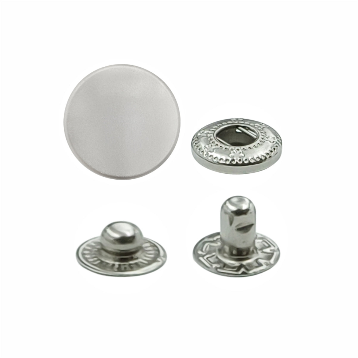 Matte Silver 4-Part Metal Snap Buttons Standard Quality Fasteners for ...