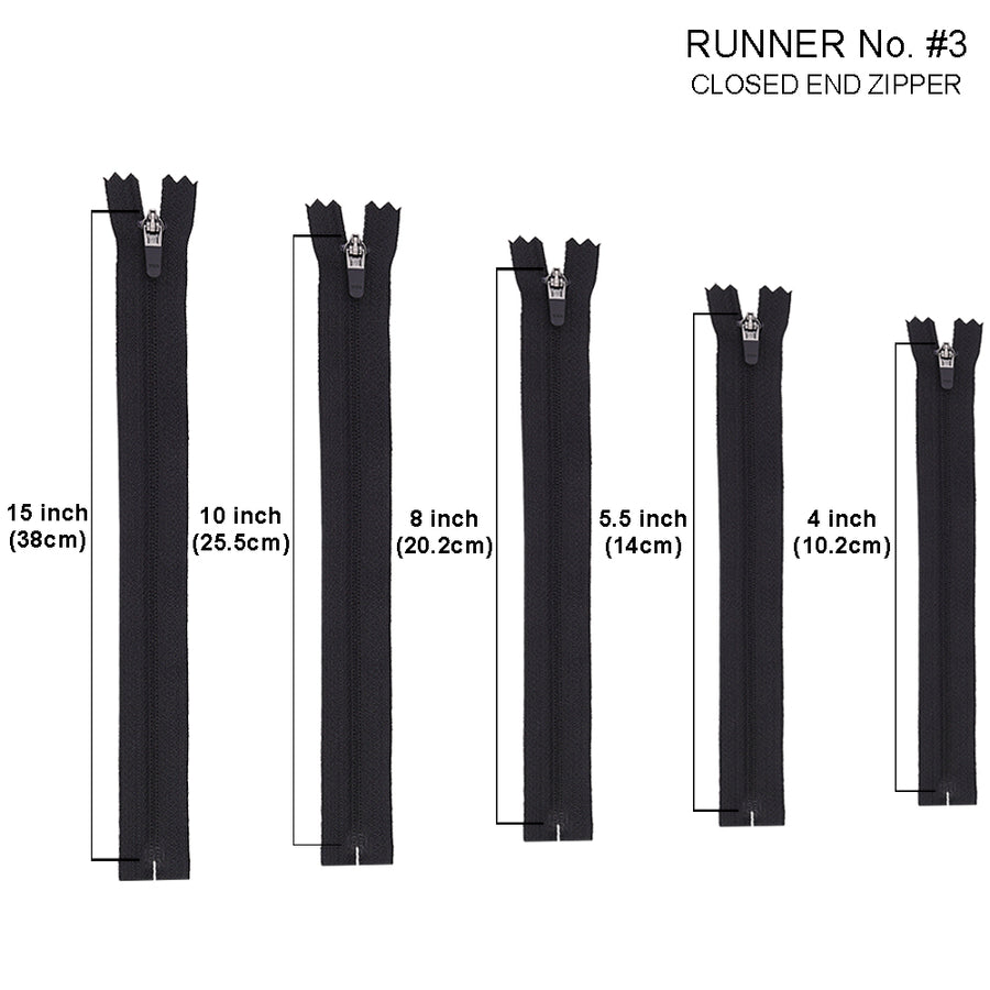 YKK- #3 Black/White Reverse Coil Closed-End YKK Zipper – JHONEA ACCESSORIES